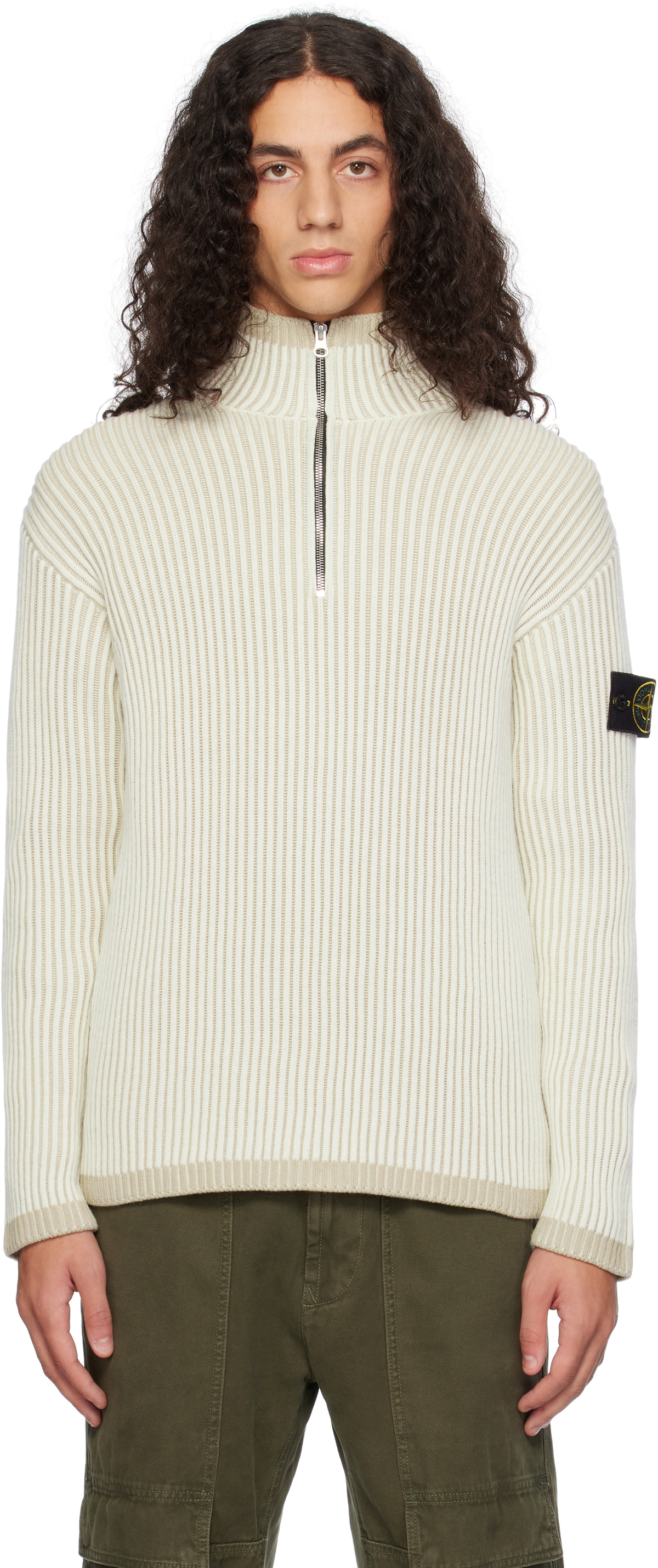 Stone Island Beige 516C1 Vanisé Full Rib RWS Wool Sweater Stone Island