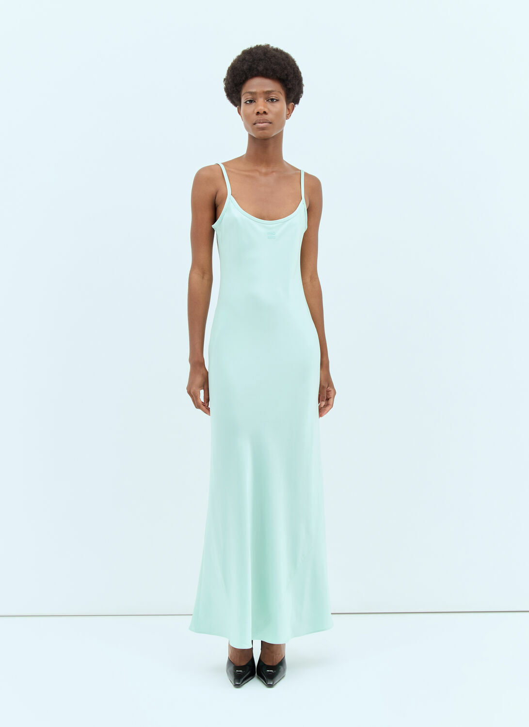 Miu Miu Logo Patch Satin Dress Miu Miu