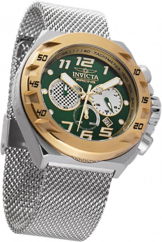 Invicta Racing Chronograph GMT Quartz Green Dial Mens Watch 47205 Invicta