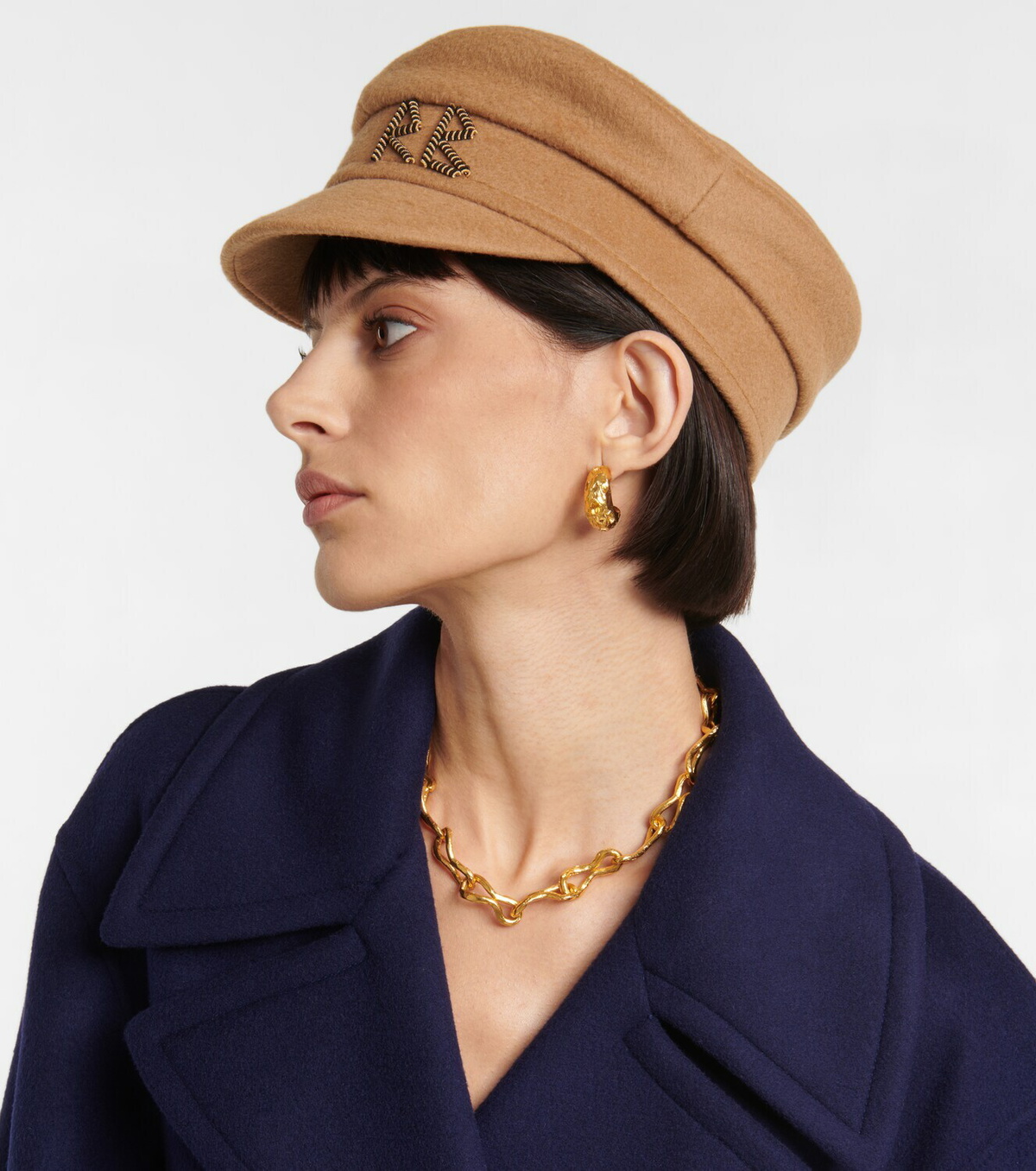 Ruslan Baginskiy Embroidered wool baker boy hat Ruslan Baginskiy