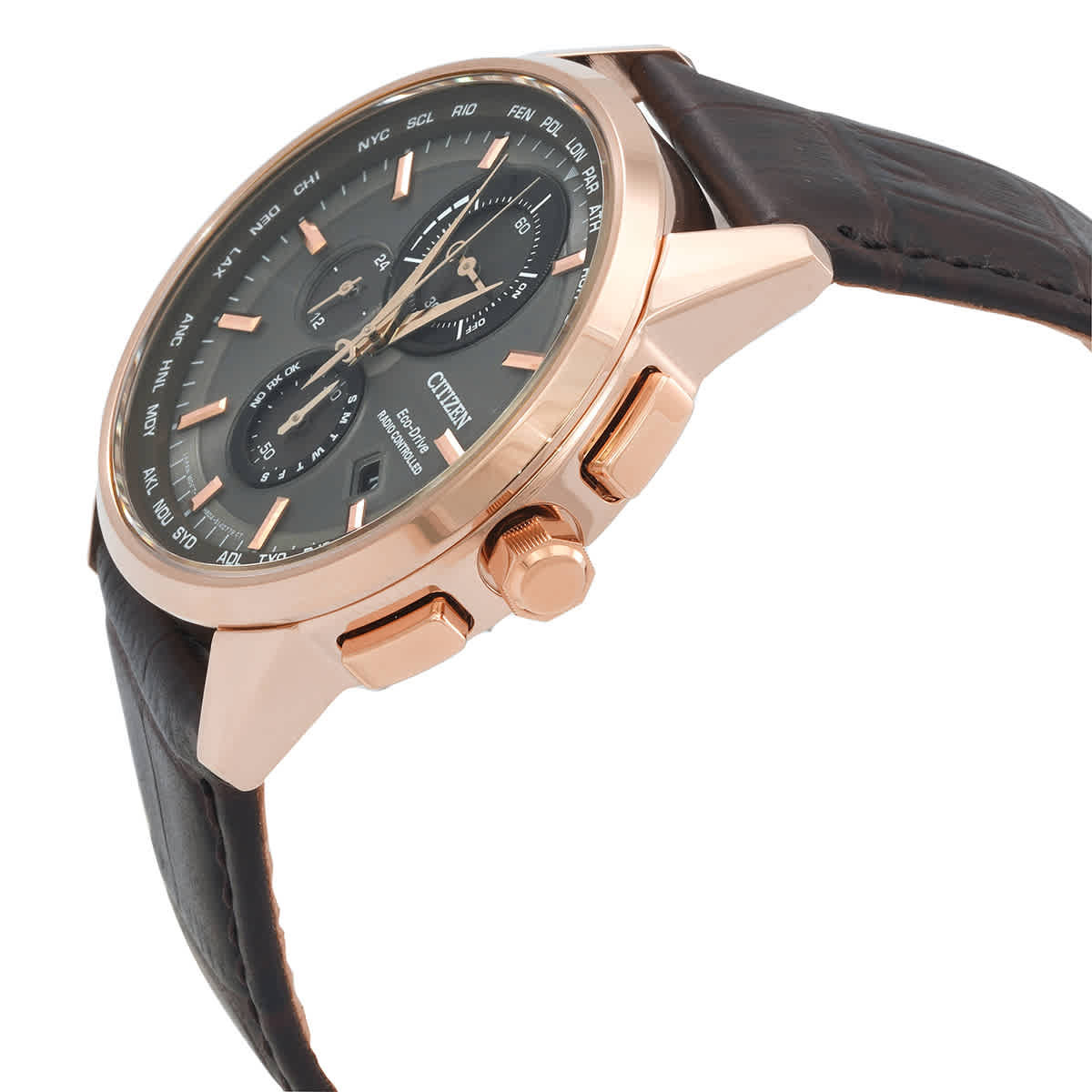Citizen Perpetual World Time Chronograph Grey Dial Mens Watch AT8113 ...