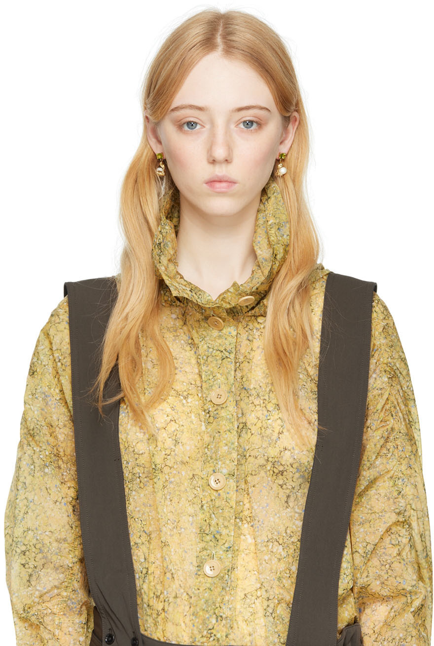 FARIS Gold Tresor Gem Drop Earrings Faris