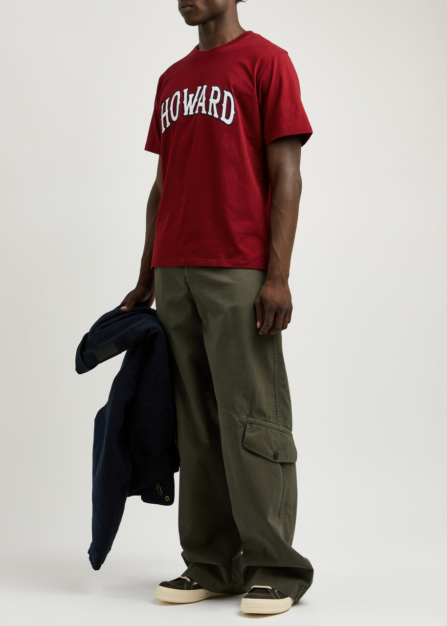 Wales Bonner Howard-appliqué Cotton T-shirt Maroon Wales Bonner