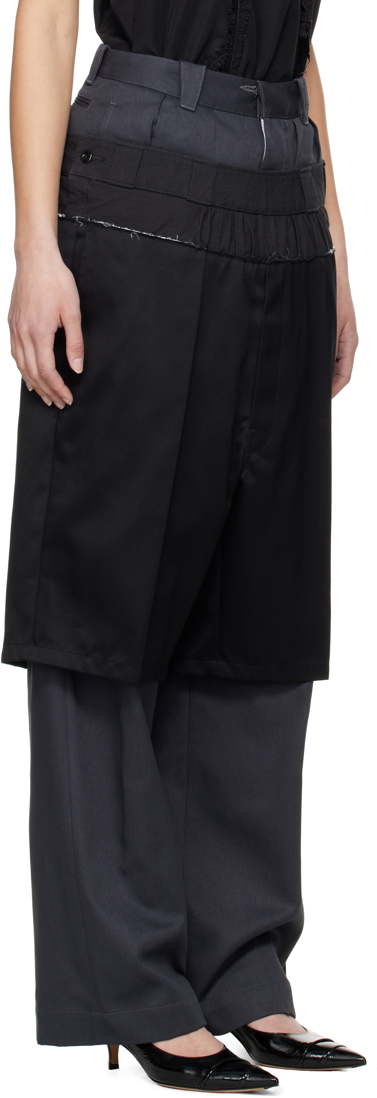 Maison Margiela Gray & Black Layered Trousers Maison Margiela