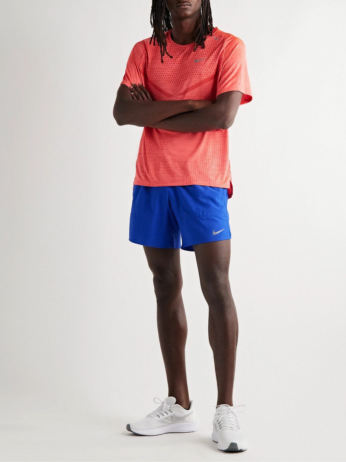 Nike Running - Stride Straight-Leg Mesh-Panelled Dri-FIT Ripstop Shorts ...