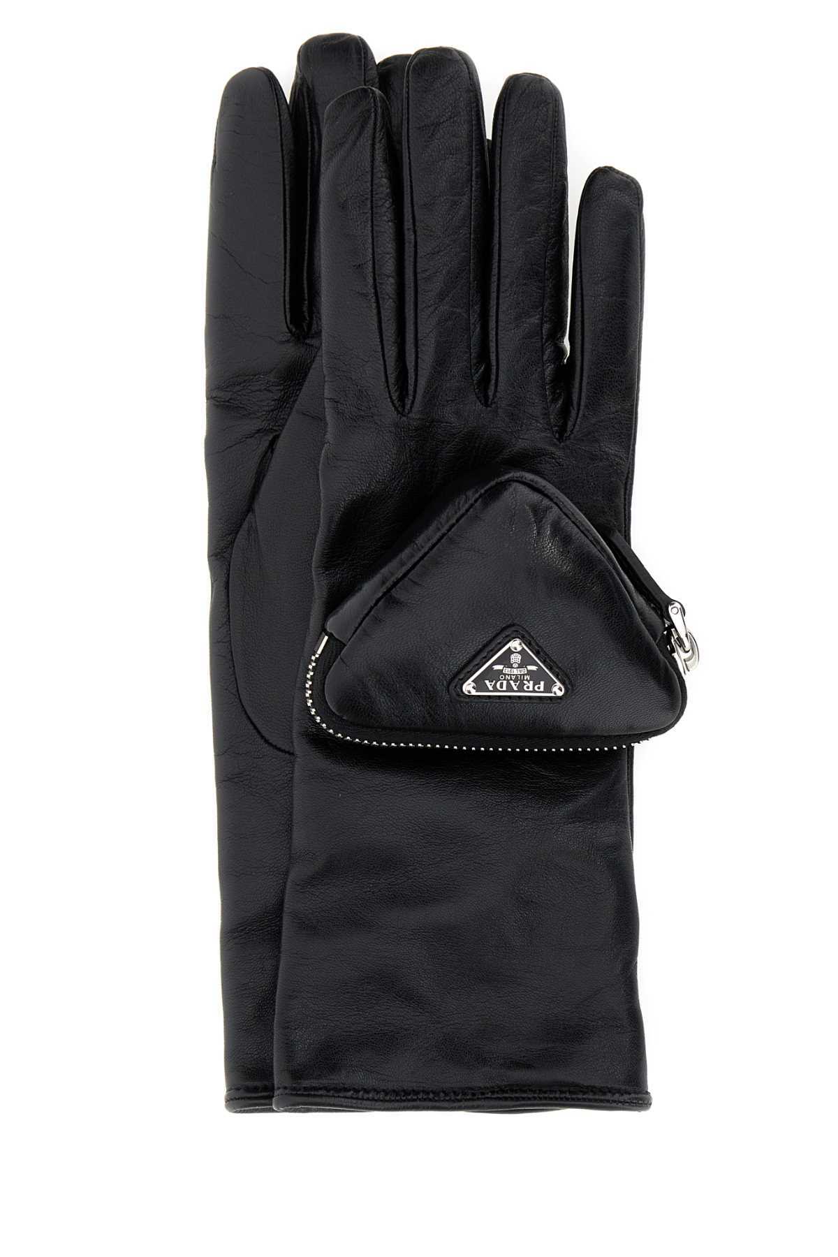 Prada Black Leather Gloves Prada