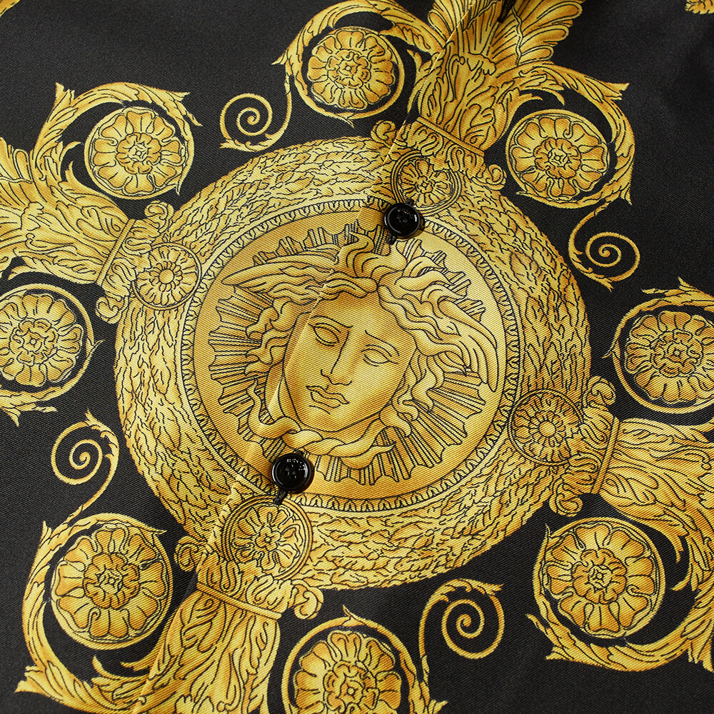 Versace Men's All Over Baroque Vacation Shirt in Black Versace