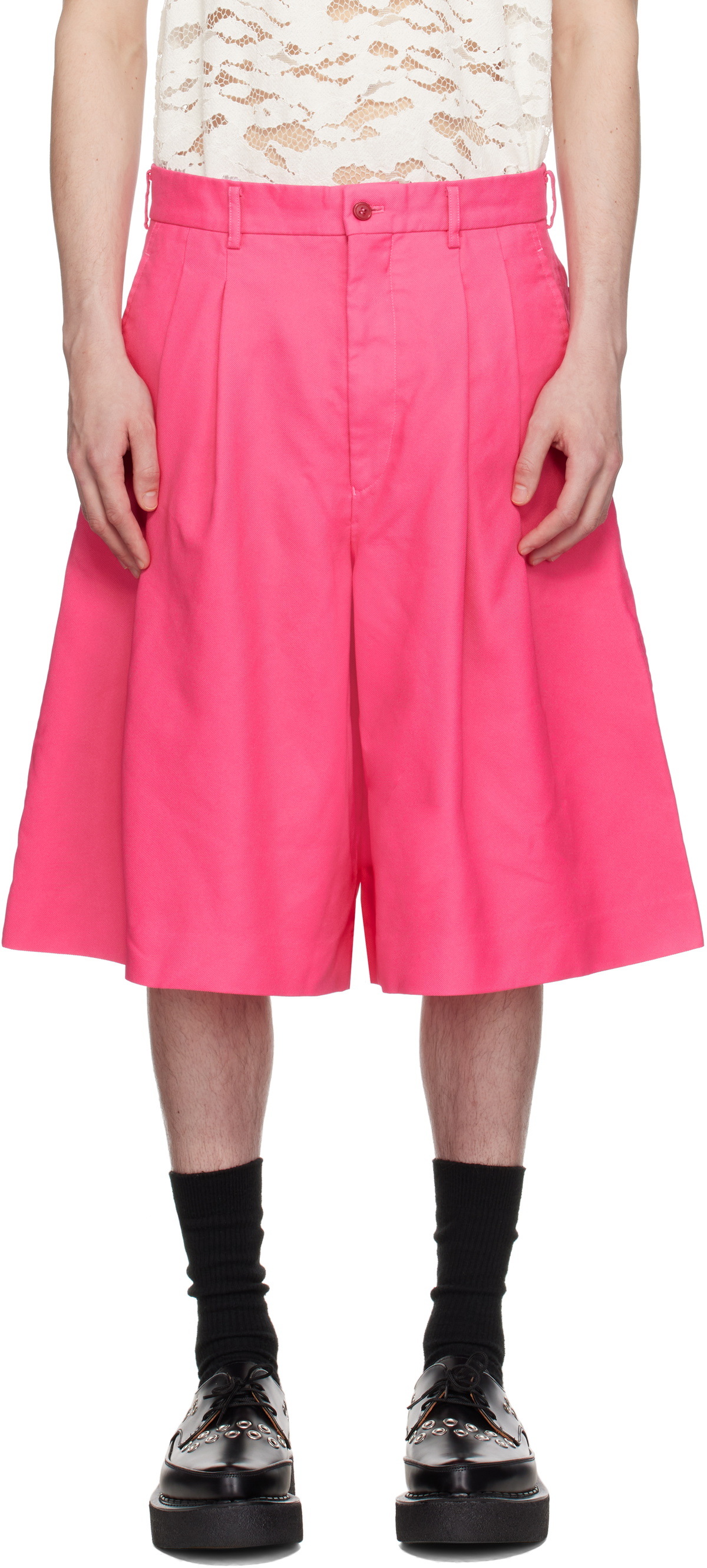 Comme des Garçons Homme Plus Pink Gabardine Medium Shorts Comme des ...