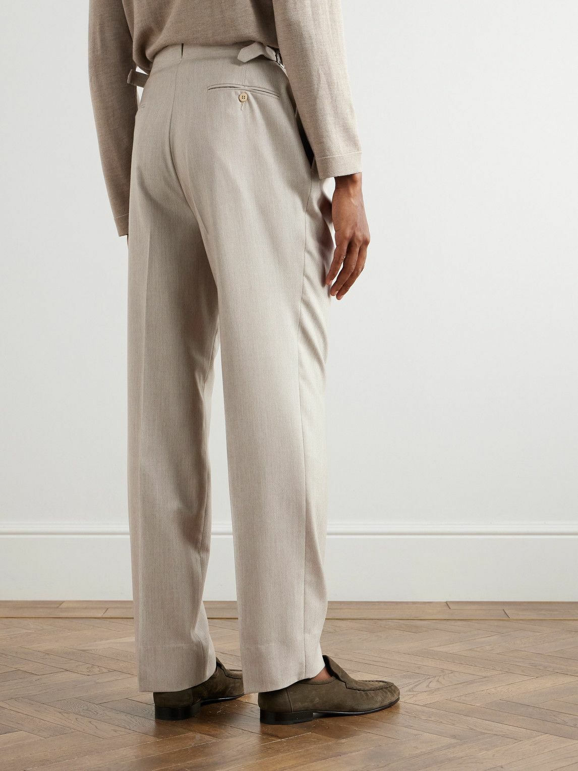 Stòffa - Straight-Leg Pleated Cashmere Suit Trousers - Neutrals STÒFFA