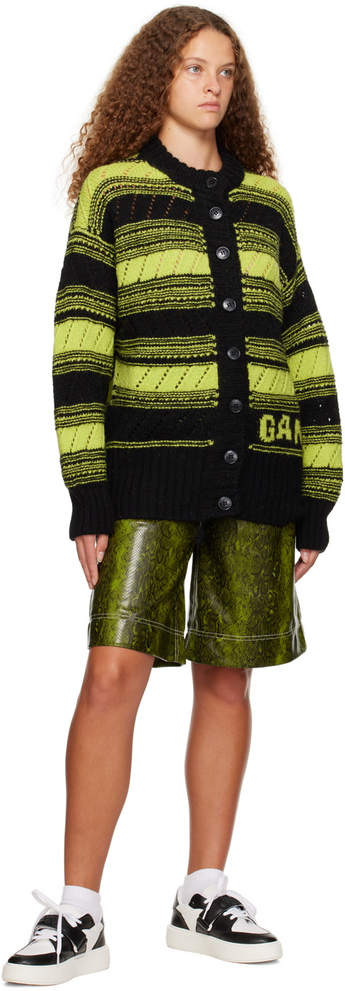 GANNI Green & Black Striped Cardigan GANNI