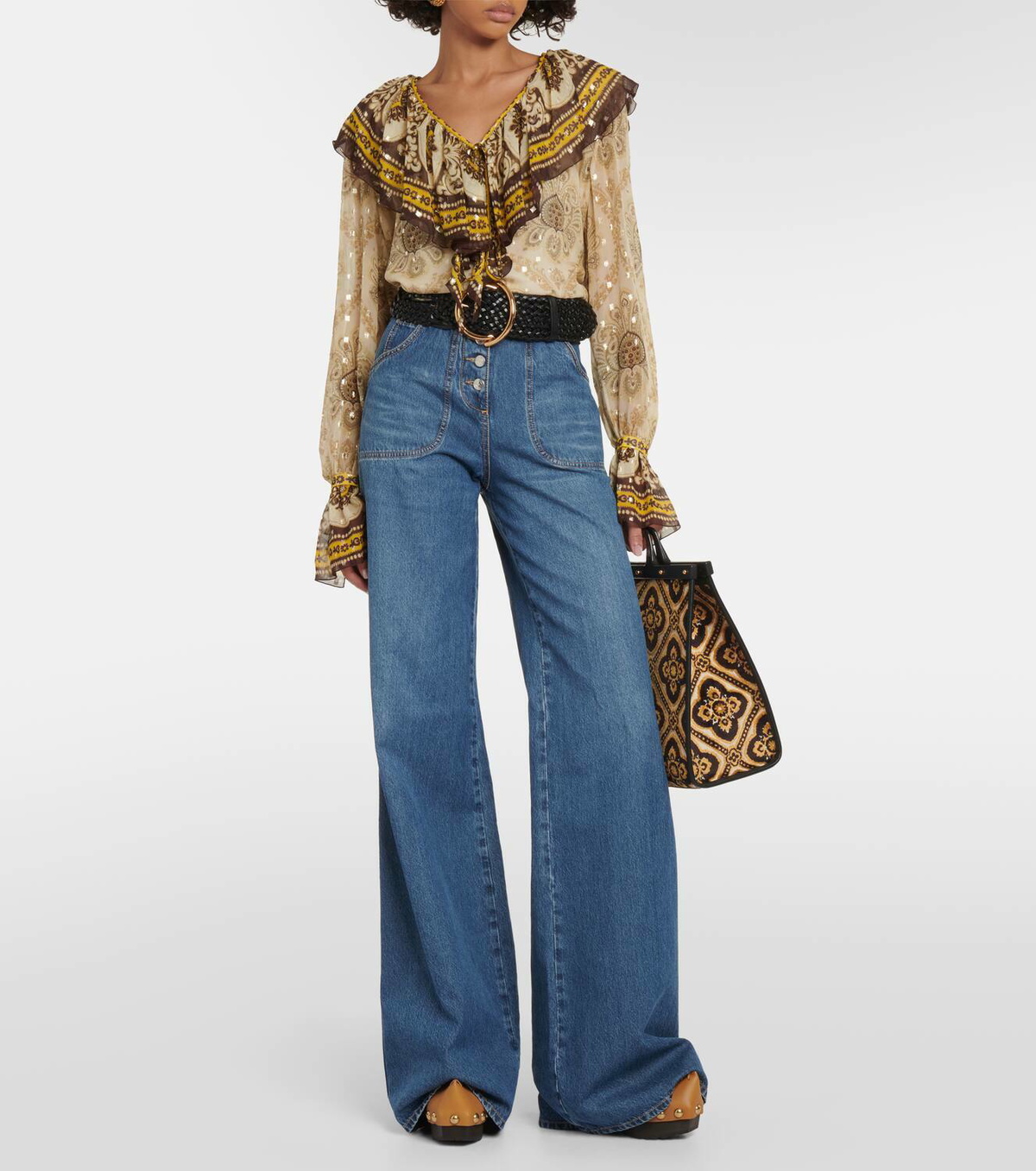 Etro 50 leather platform clogs Etro