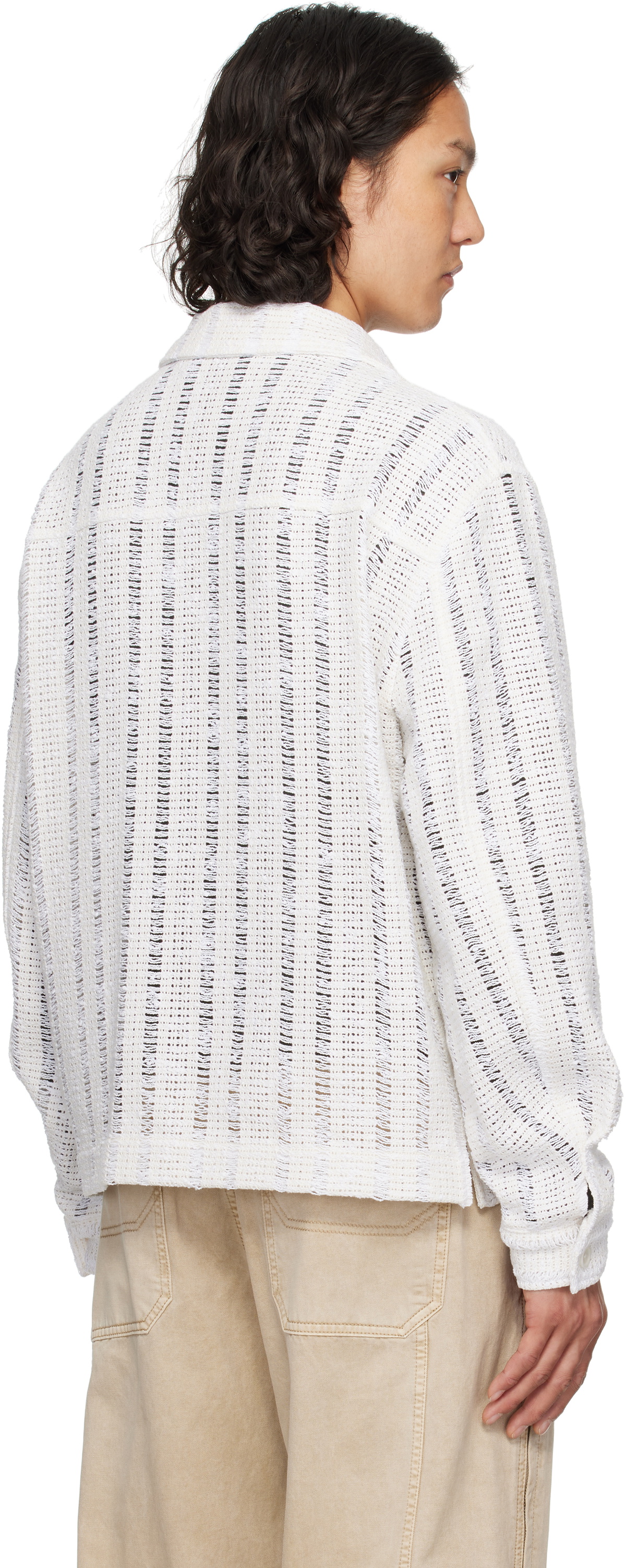 Solid Homme White Crochet Button Jacket Solid Homme