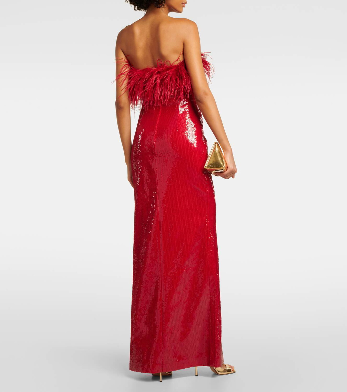 Rebecca Vallance Nika sequined feather-trimmed gown Rebecca Vallance