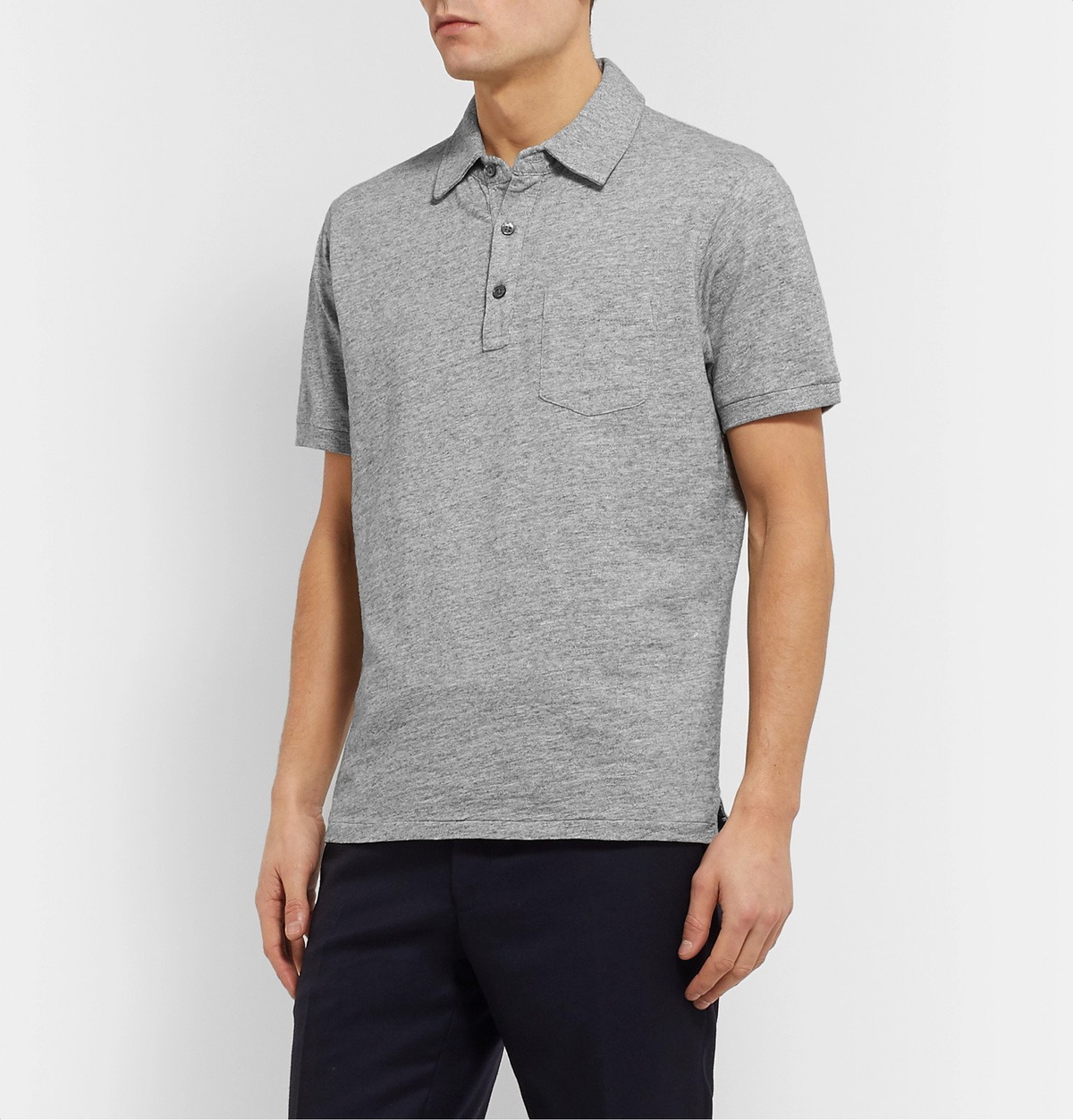 Alex Mill - Slim-Fit Mélange Cotton-Jersey Polo Shirt - Gray Alex Mill