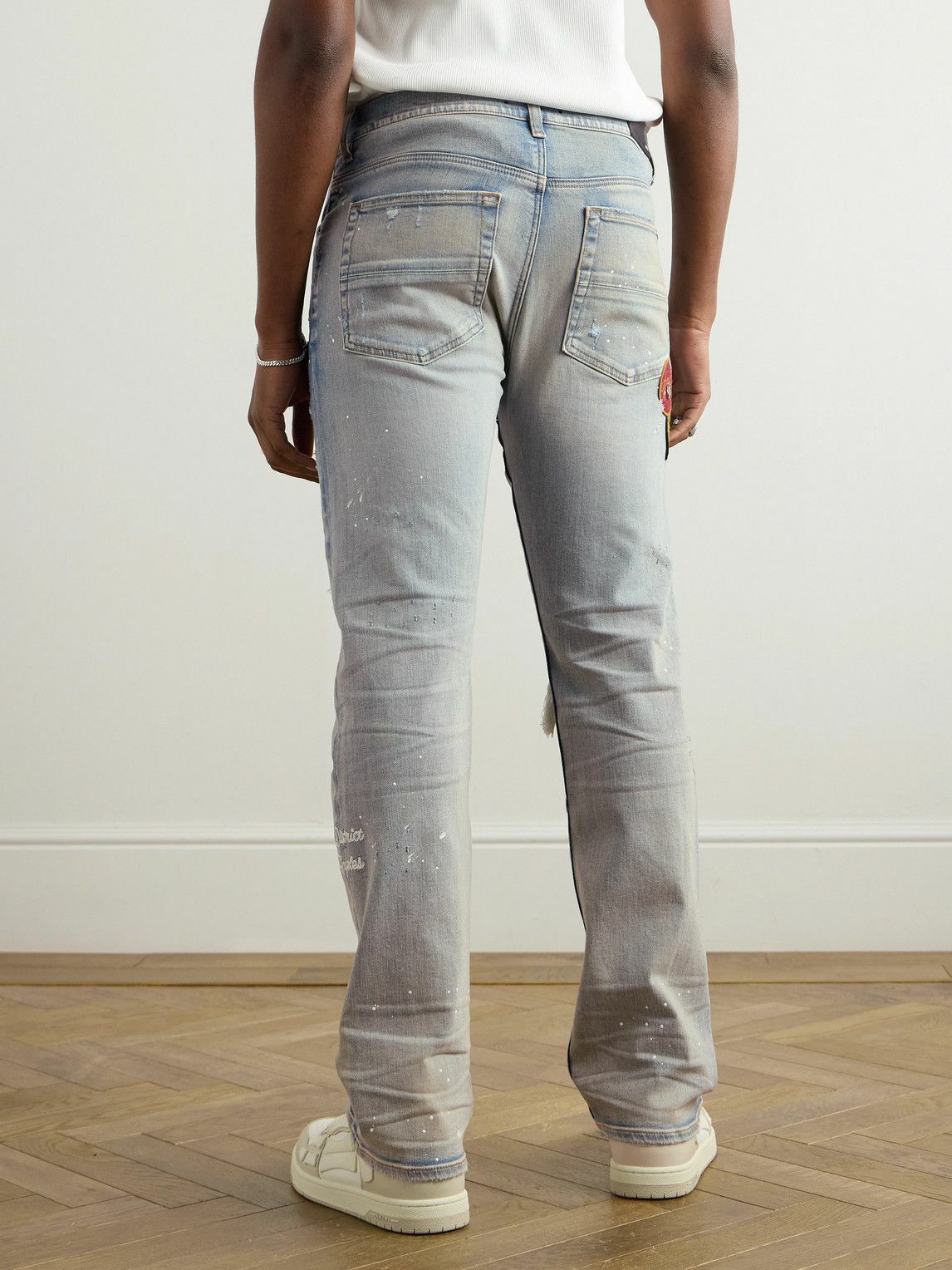 AMIRI - Skinny-Fit Appliquéd Distressed Paint-Splattered Jeans - Blue Amiri