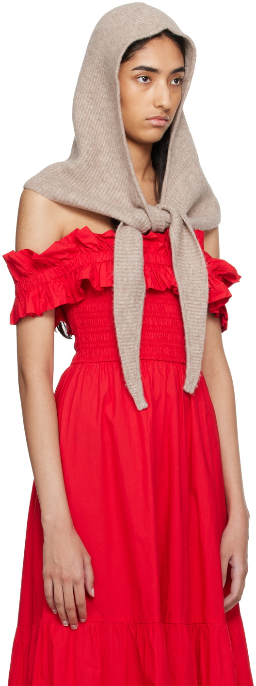 GANNI Beige Soft Wool Balaclava GANNI