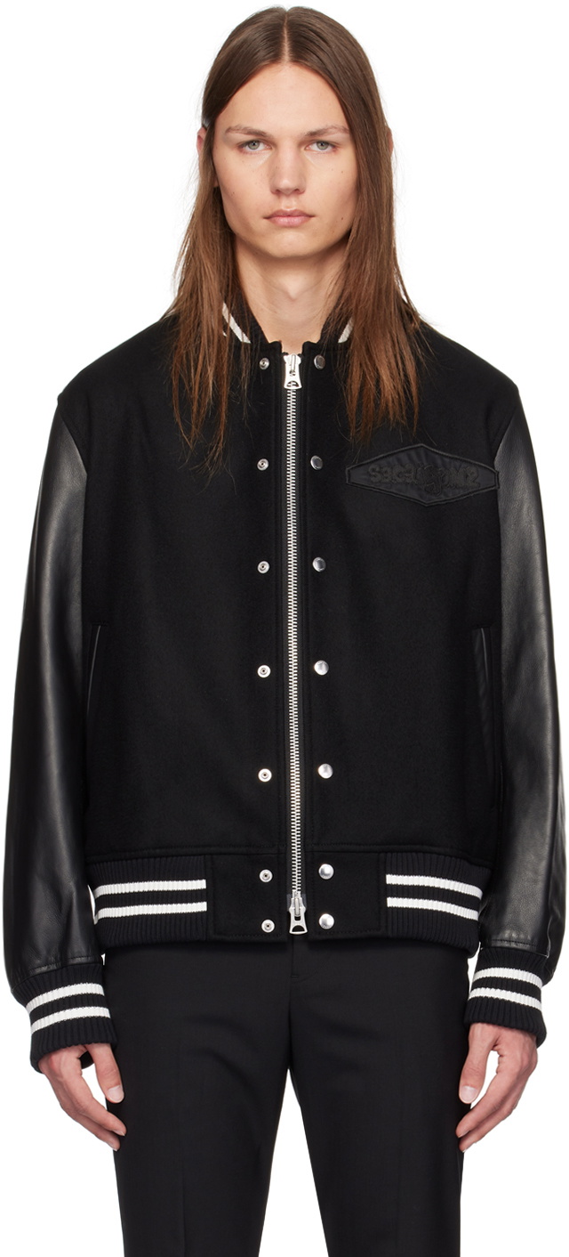 sacai Black Gonz Edition Leather Bomber Jacket Sacai