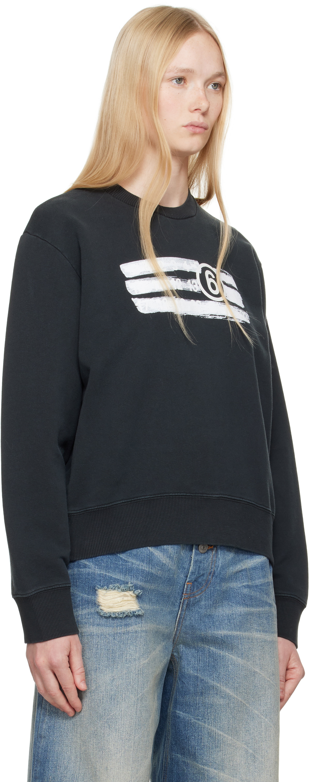 MM6 Maison Margiela Black Unbrushed Sweat Jersey Sweatshirt MM6 Maison ...