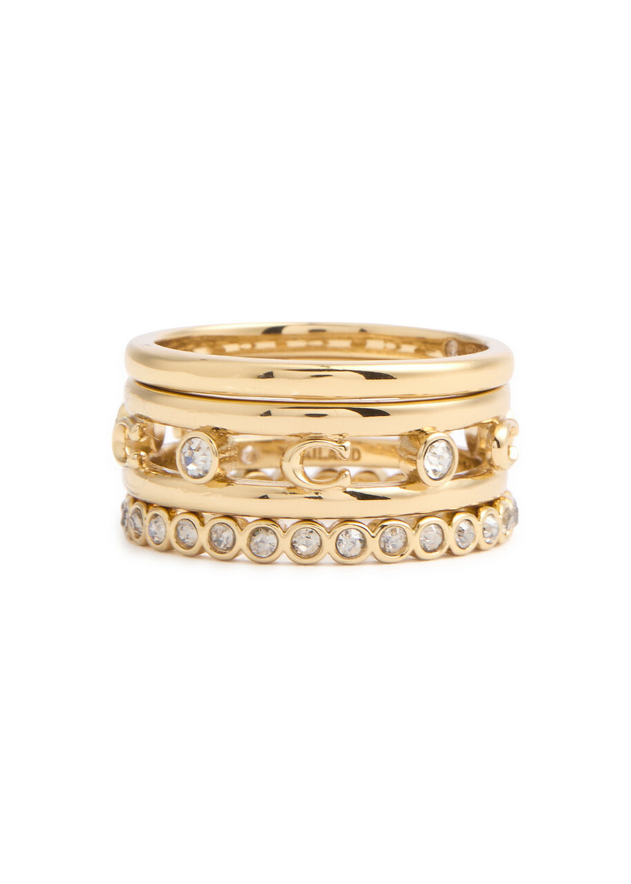 Coach Logo Ring Stack set of Three Gold Coach
