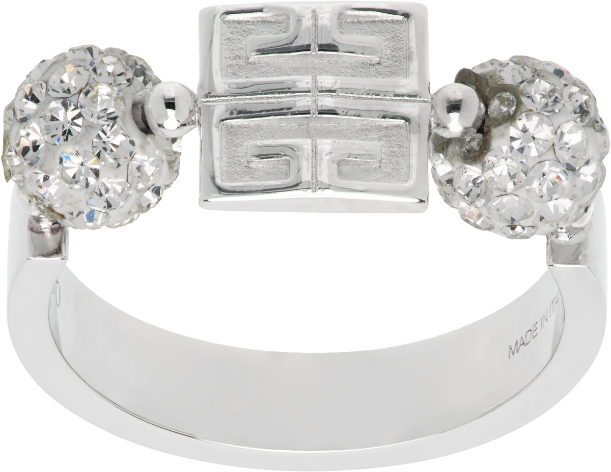 Givenchy Silver 4G Metal & Crystal Ring Givenchy