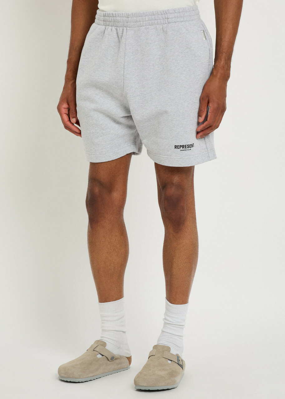 Represent Owners' Club Logo Cotton Shorts Grey Represent
