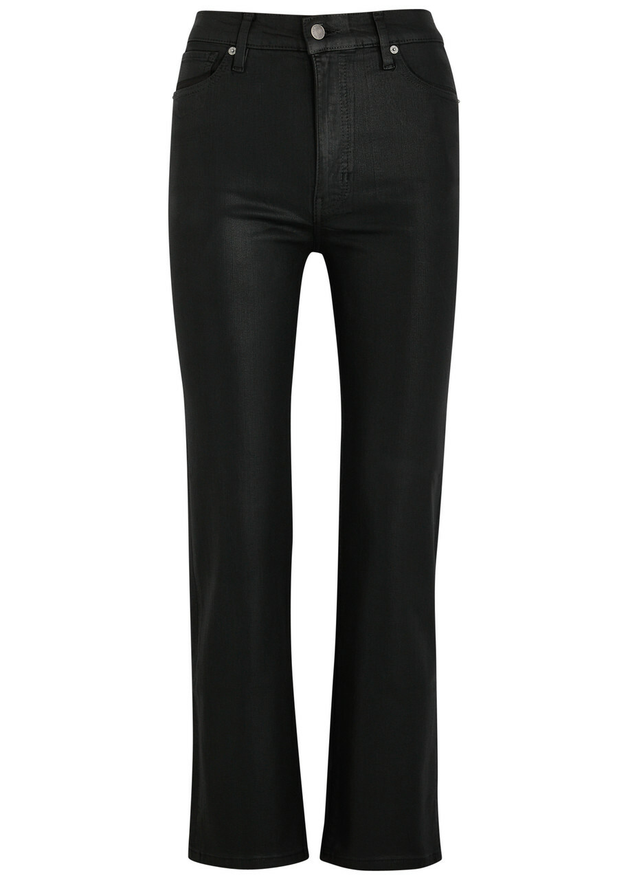 Frame Le Sleek Coated Straight-leg Jeans Black Frame Denim