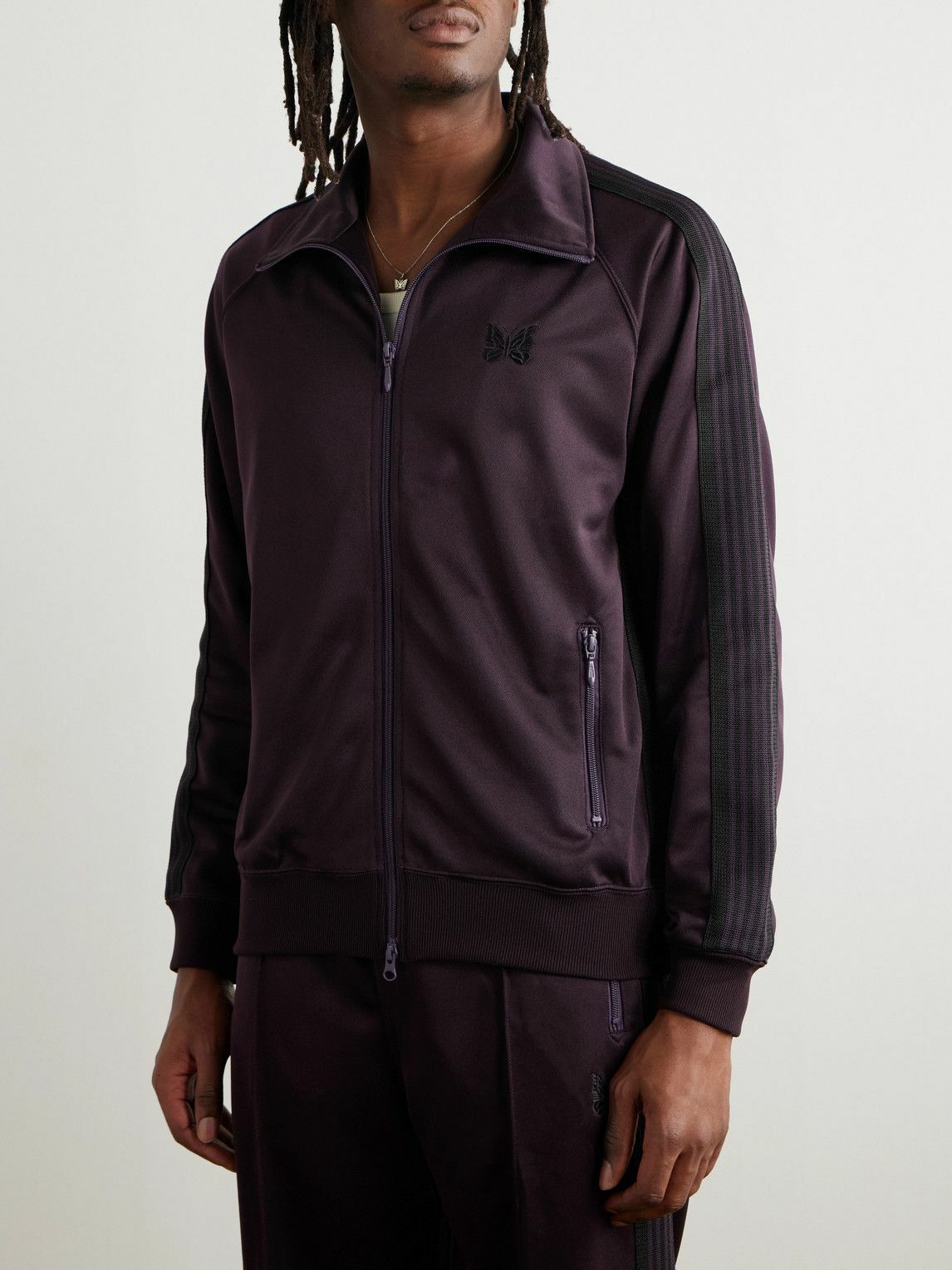 Needles - Webbing-Trimmed Logo-Embroidered Tech-Jersey Track Jacket ...