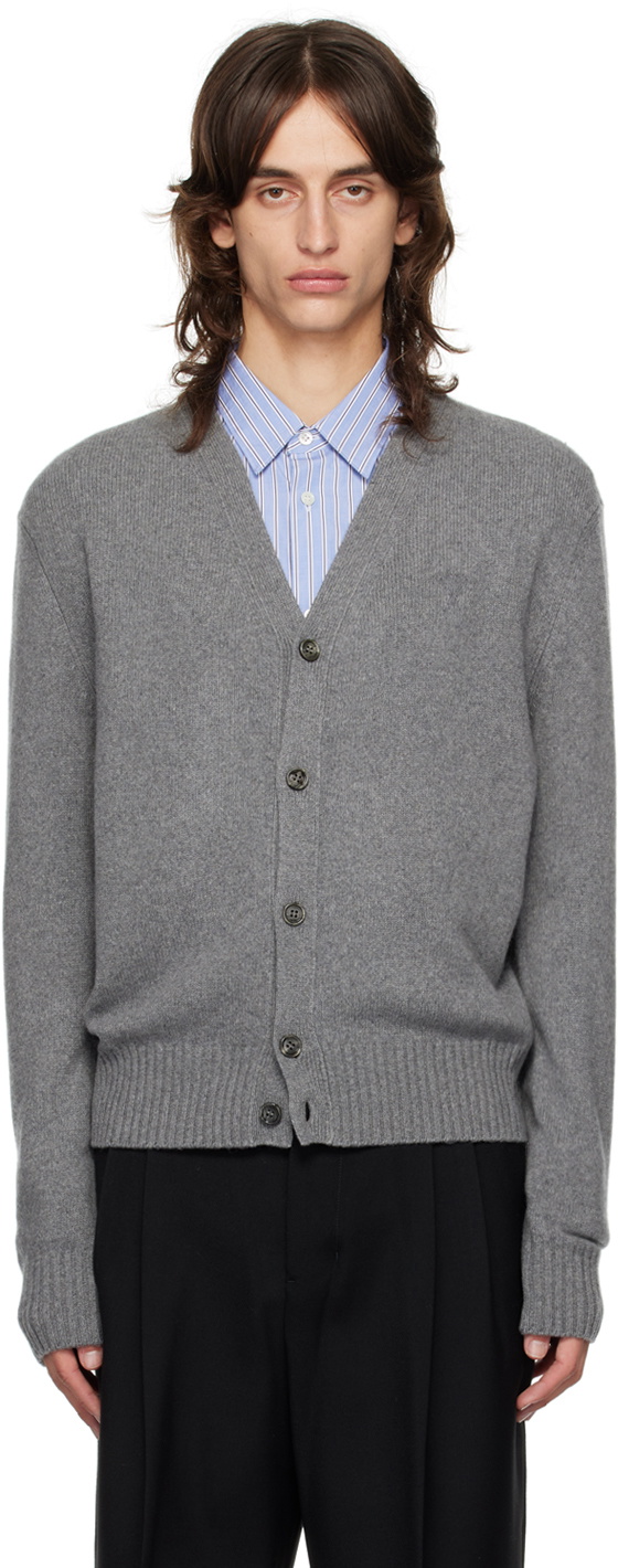 AMI Paris Gray Tonal Ami De Cœur Cardigan AMI