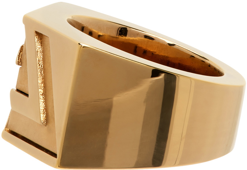 Versace Gold Logo Debossed Ring Versace