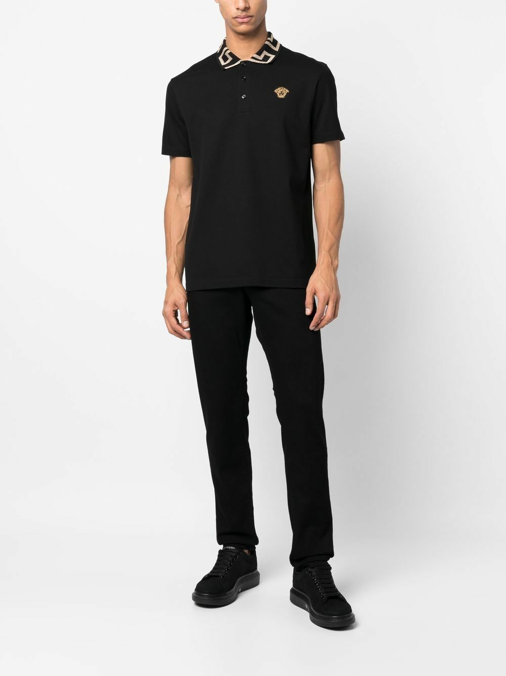 VERSACE - Logo Pique Cotton Polo Shirt Versace