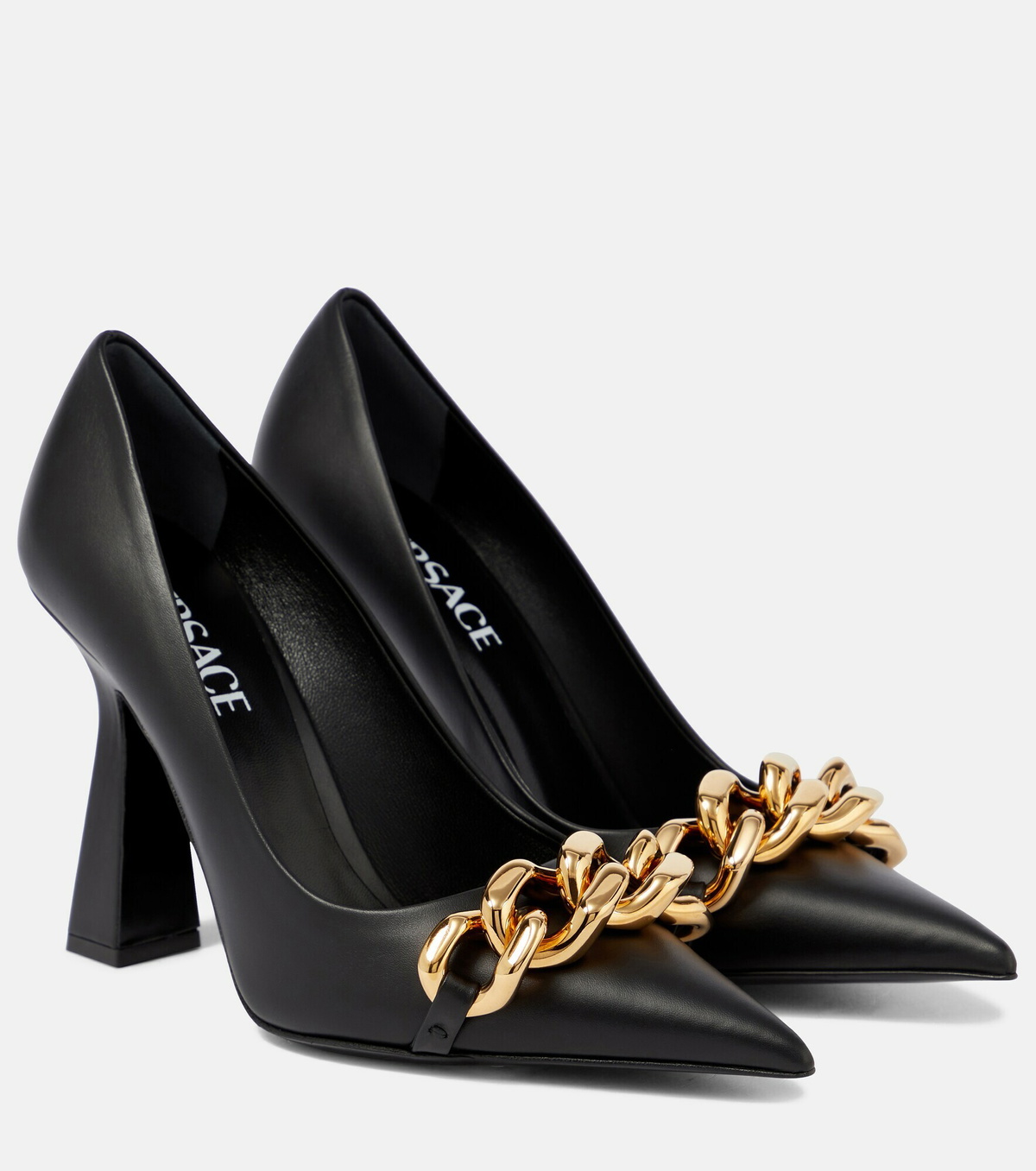 Versace - Medusa embellished leather pumps Versace