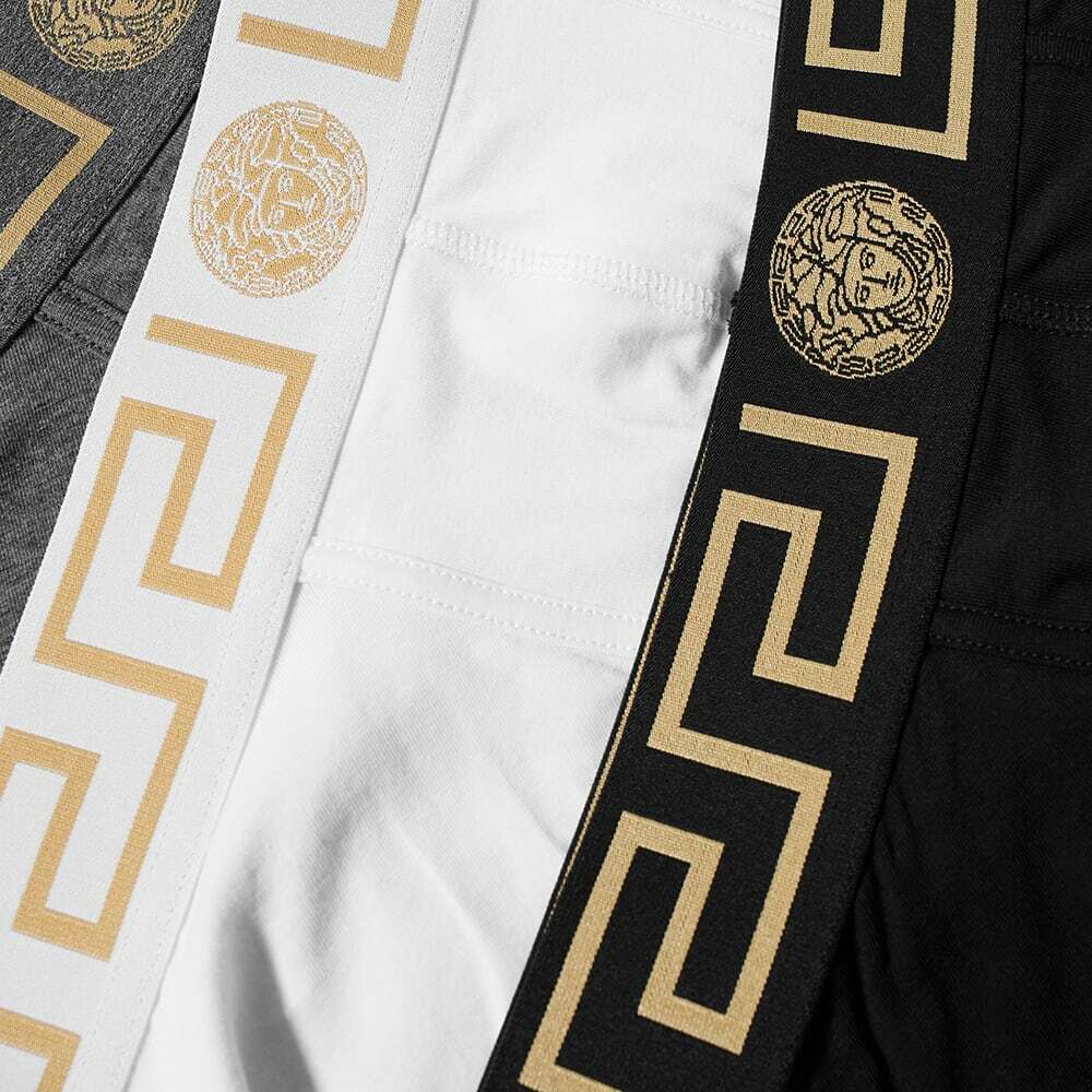 Versace Men's Greek Logo Waistband Boxer Trunk - 3 Pack in Black/Grey ...