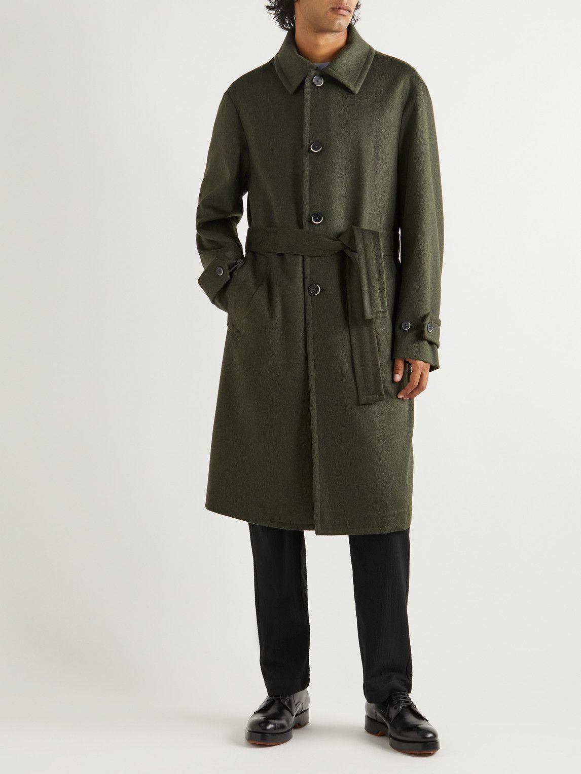 Barena - Paramar Belted Wool-Blend Overcoat - Green Barena