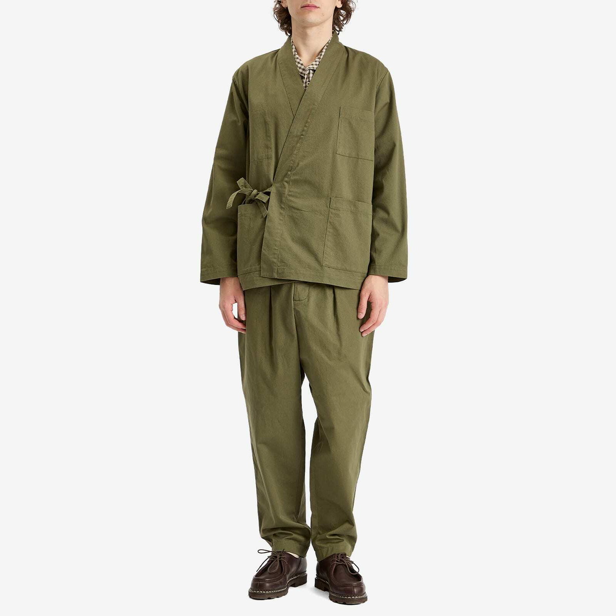 Universal Works Men's Kyoto Work Jacket in Light Olive Universal Works