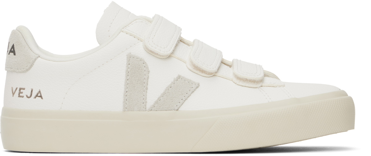 VEJA White & Gray Recife Leather Sneakers VEJA