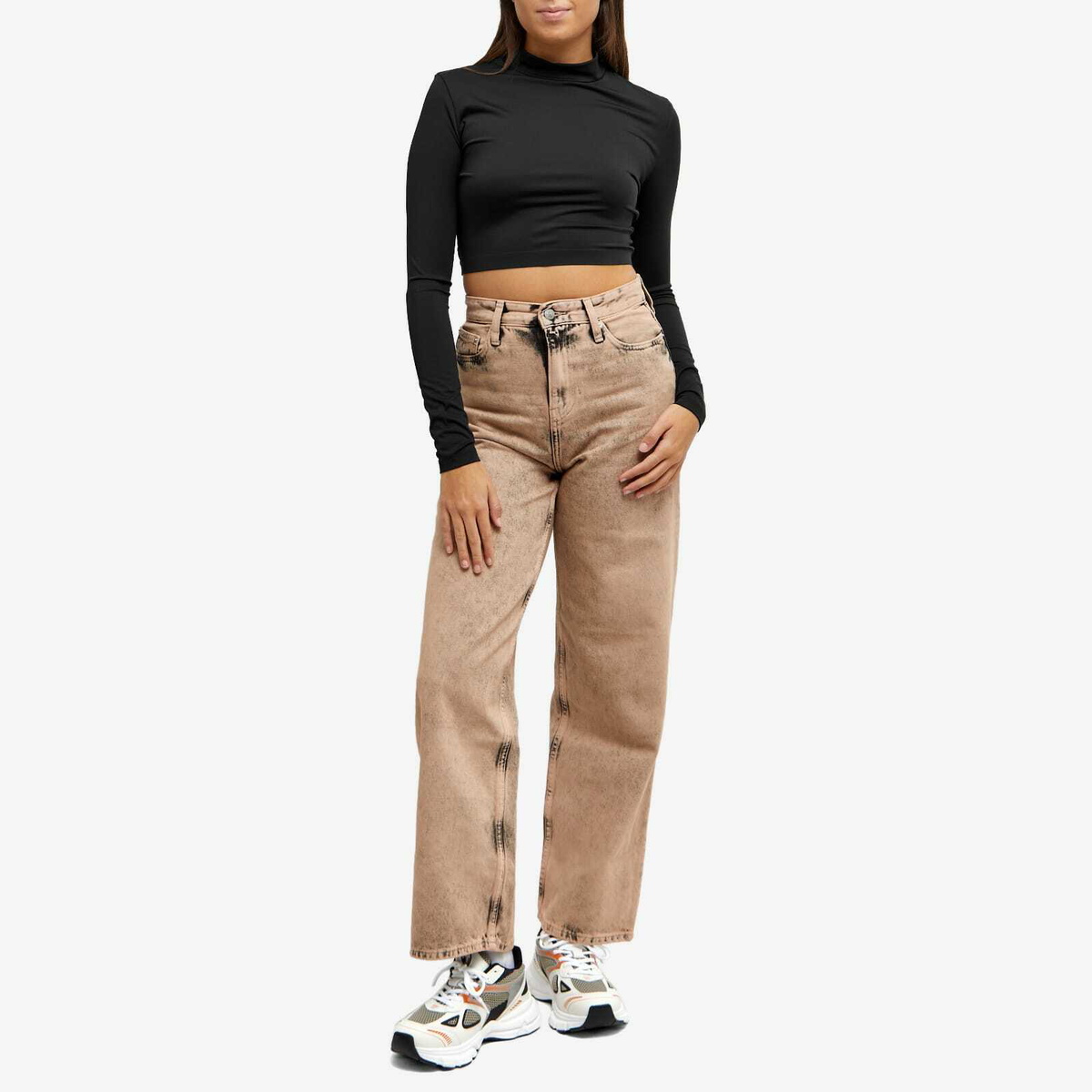 Calvin Klein Women's Long Sleeve Back Strap Top in Ck Black Calvin Klein