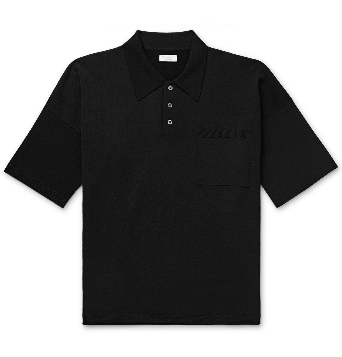 Deveaux - Knitted Polo Shirt - Black Deveaux New York