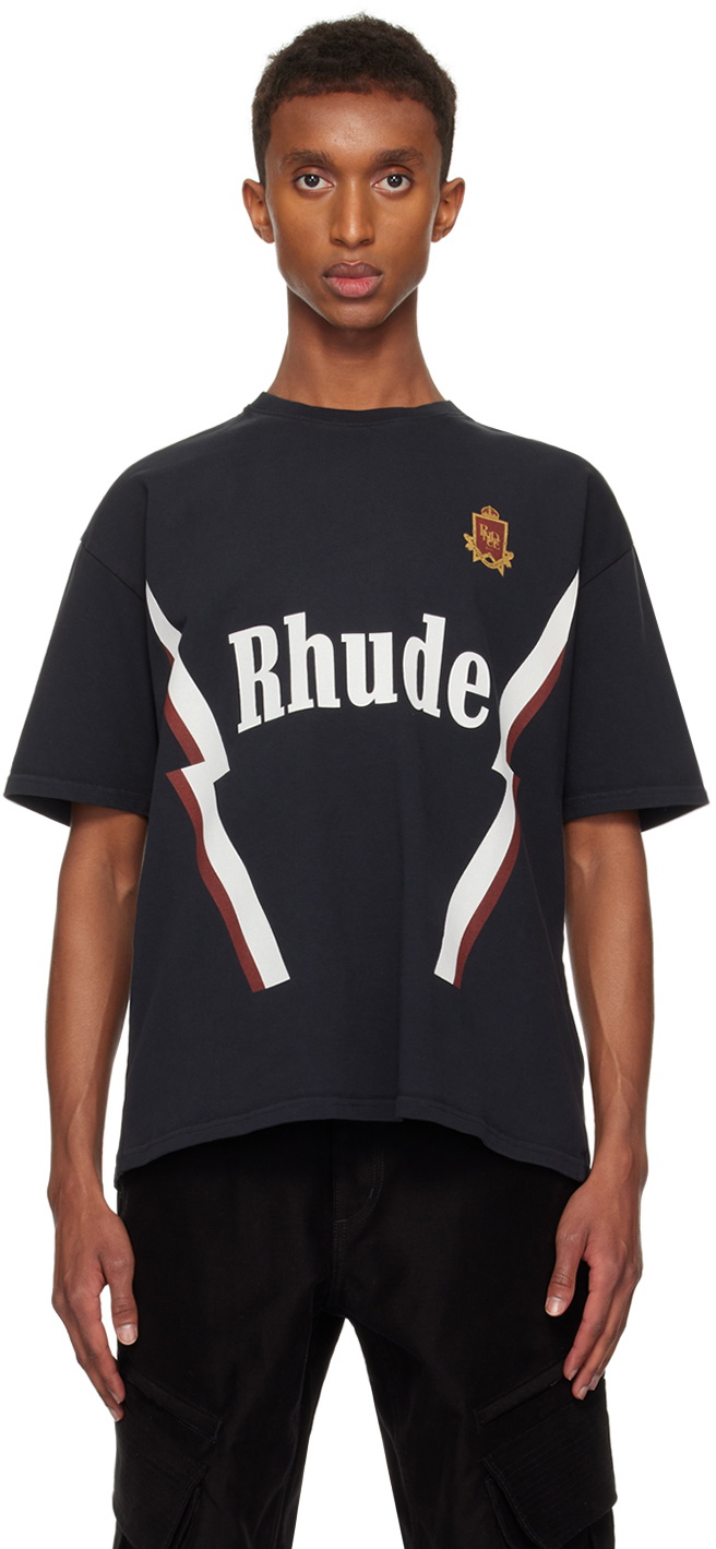 Rhude Black Lightning Crew T-shirt Rhude