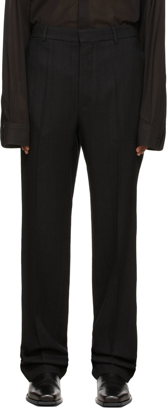 Ann Demeulemeester Black Brushed Wool Vincent Trousers Ann Demeulemeester