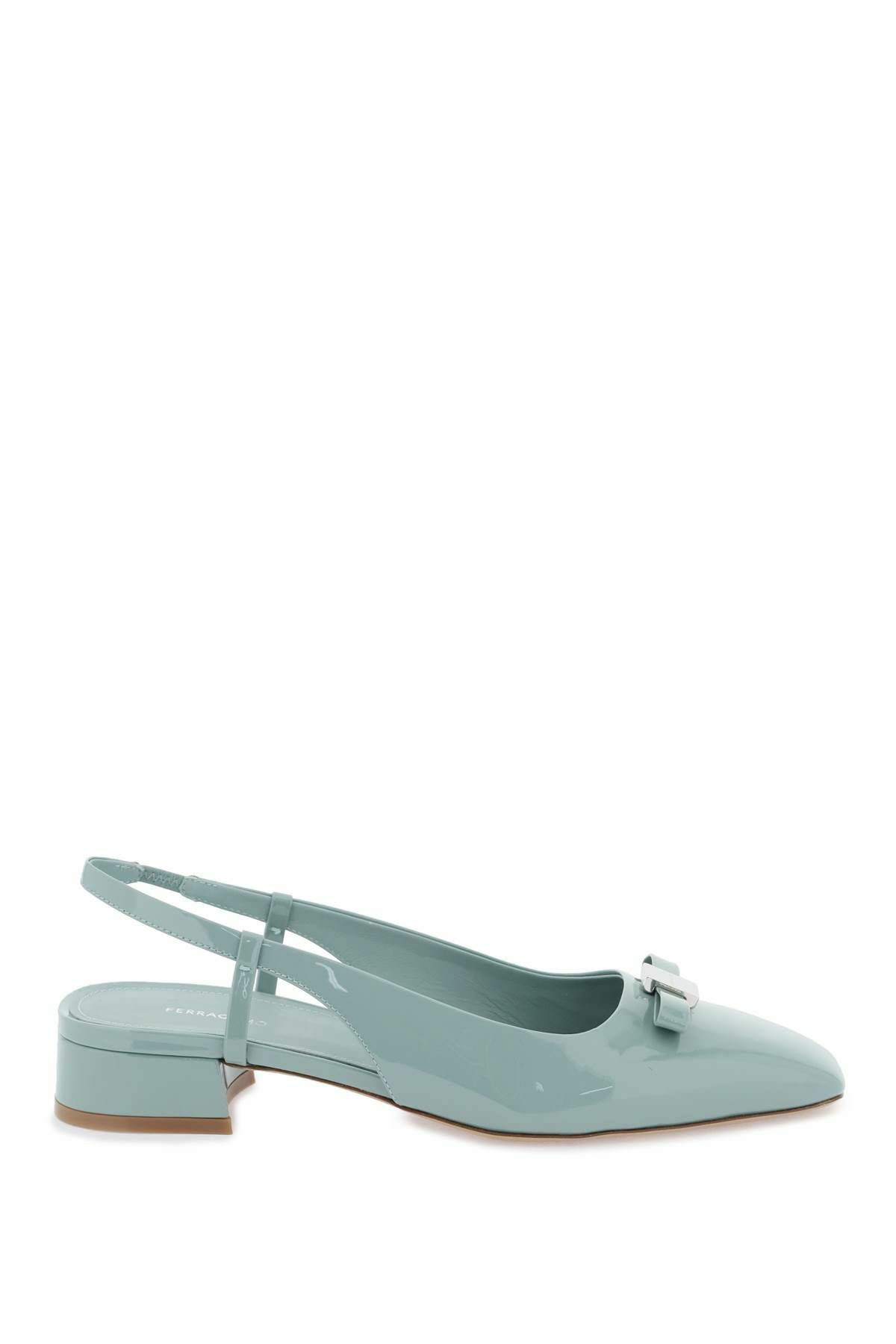 FERRAGAMO patent leather slingback pumps Green Salvatore Ferragamo