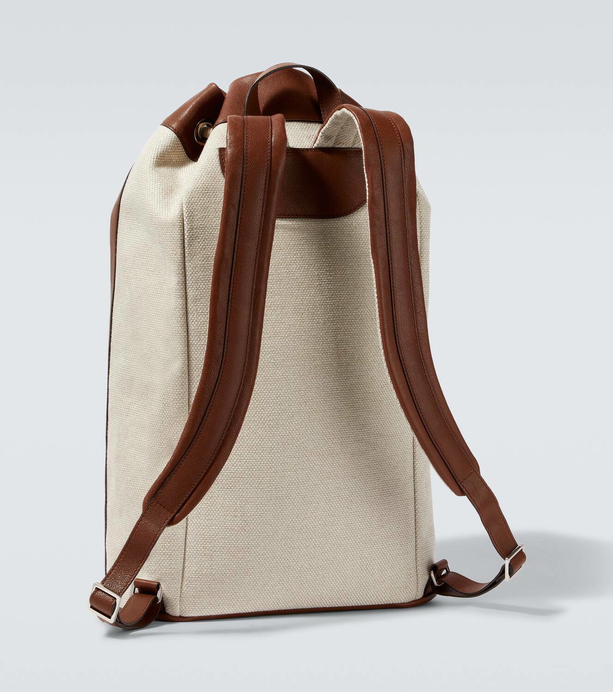 Brunello Cucinelli Leather-trimmed canvas backpack Brunello Cucinelli