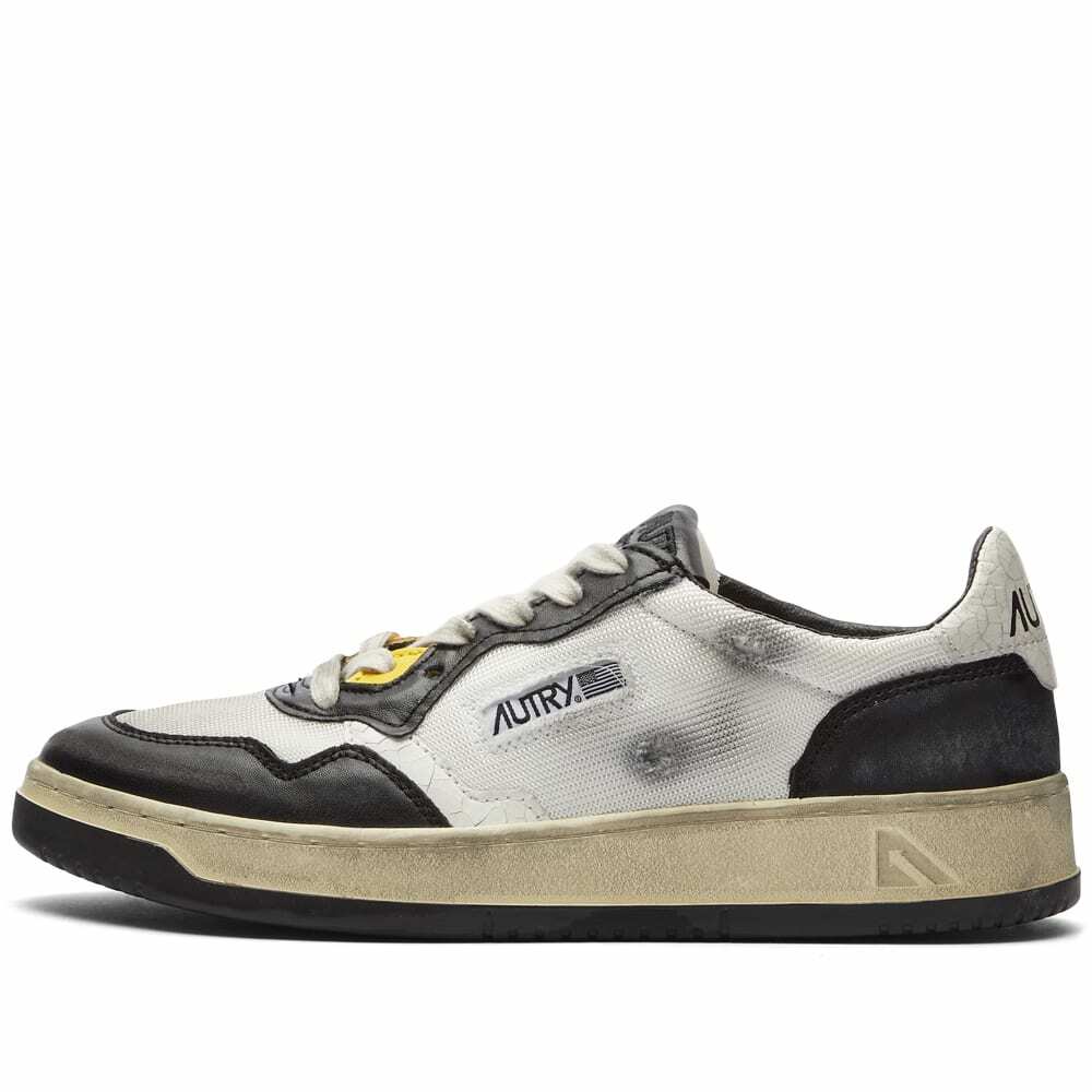 Autry Men's Mesh & Suede Super Vintage Low Sneakers in White/Silver Autry