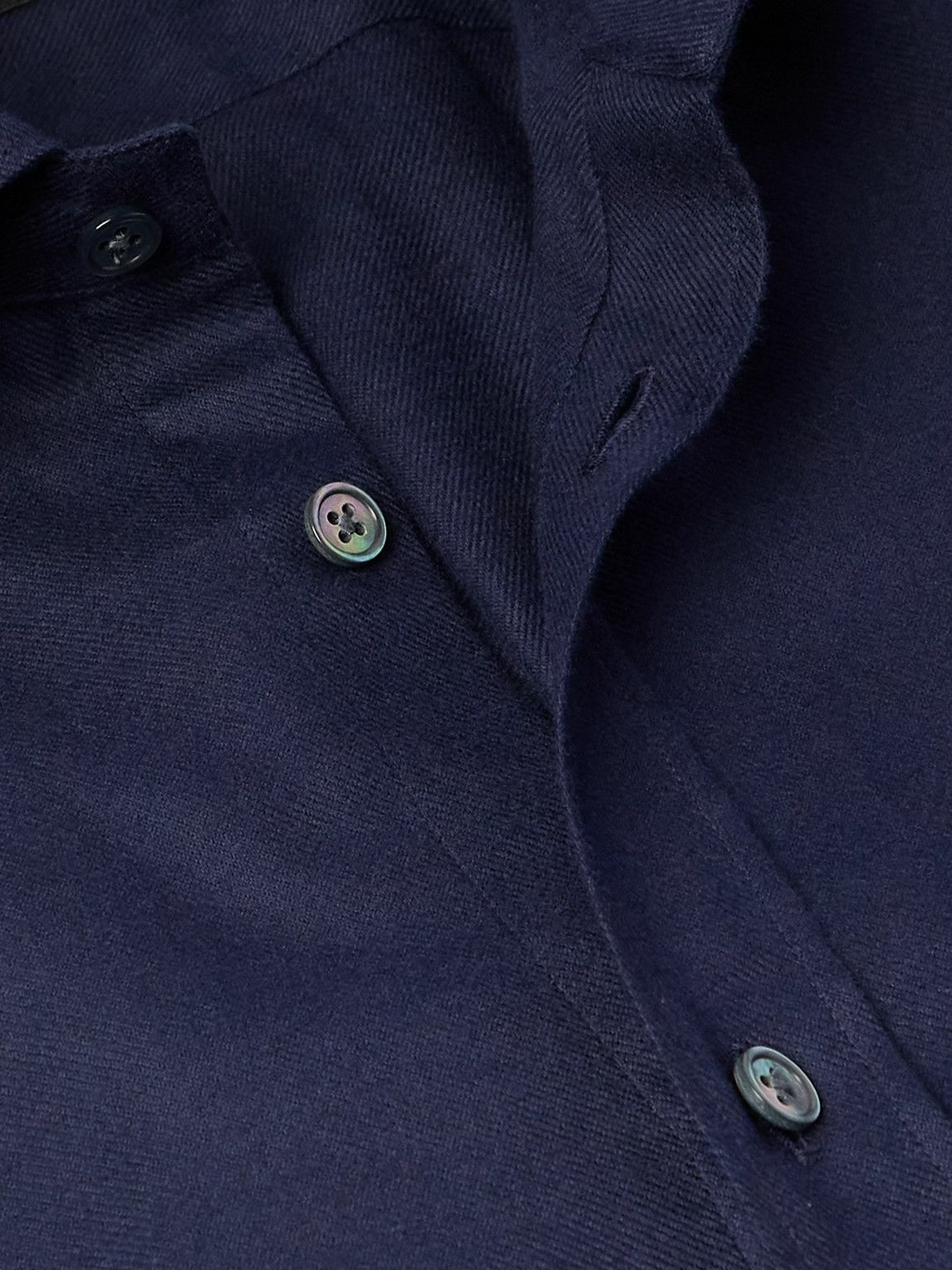 Zegna - Button-Down Collar Brushed Cotton-Twill Shirt - Blue Zegna
