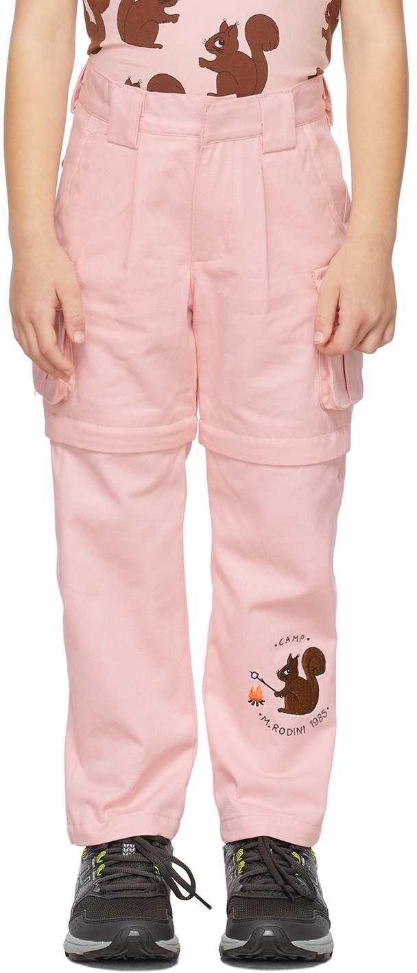 Mini Rodini Kids Pink Logo Cargo Pants Mini Rodini