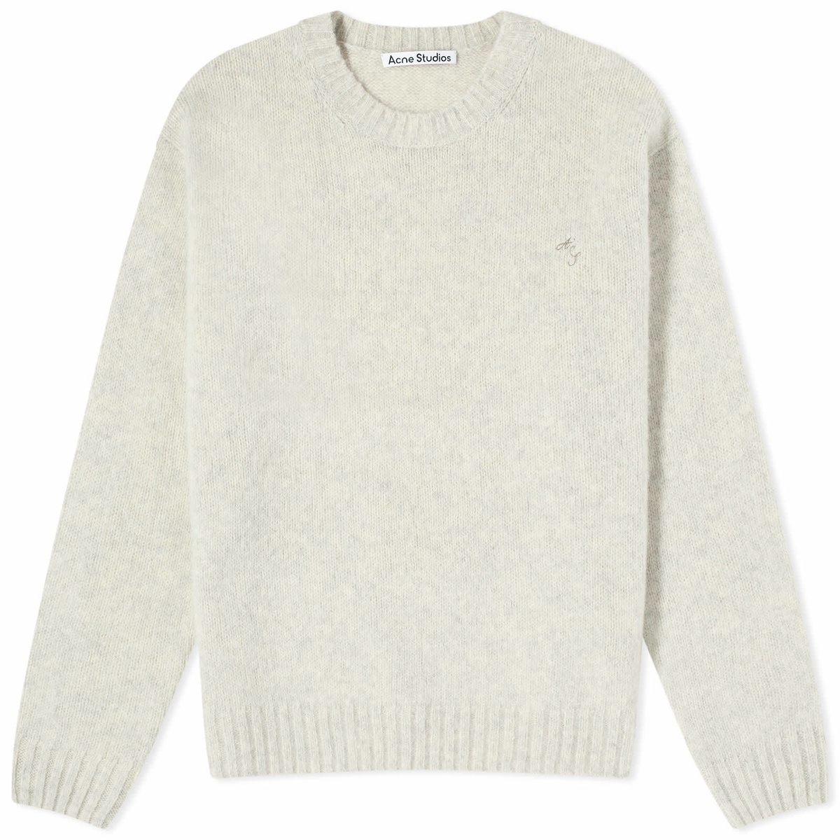 Acne Studios Men's Kowy AS Shetland Jumper in Light Grey Melange Acne ...