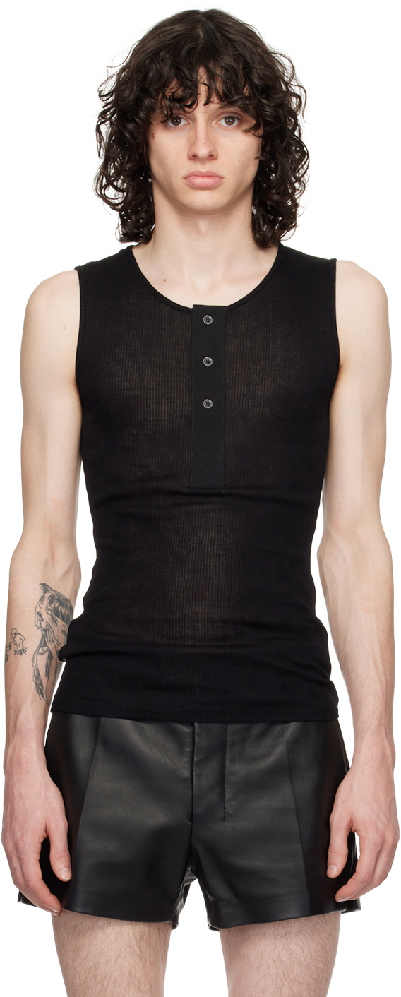 AMI Paris Black Ribbed Tank Top AMI
