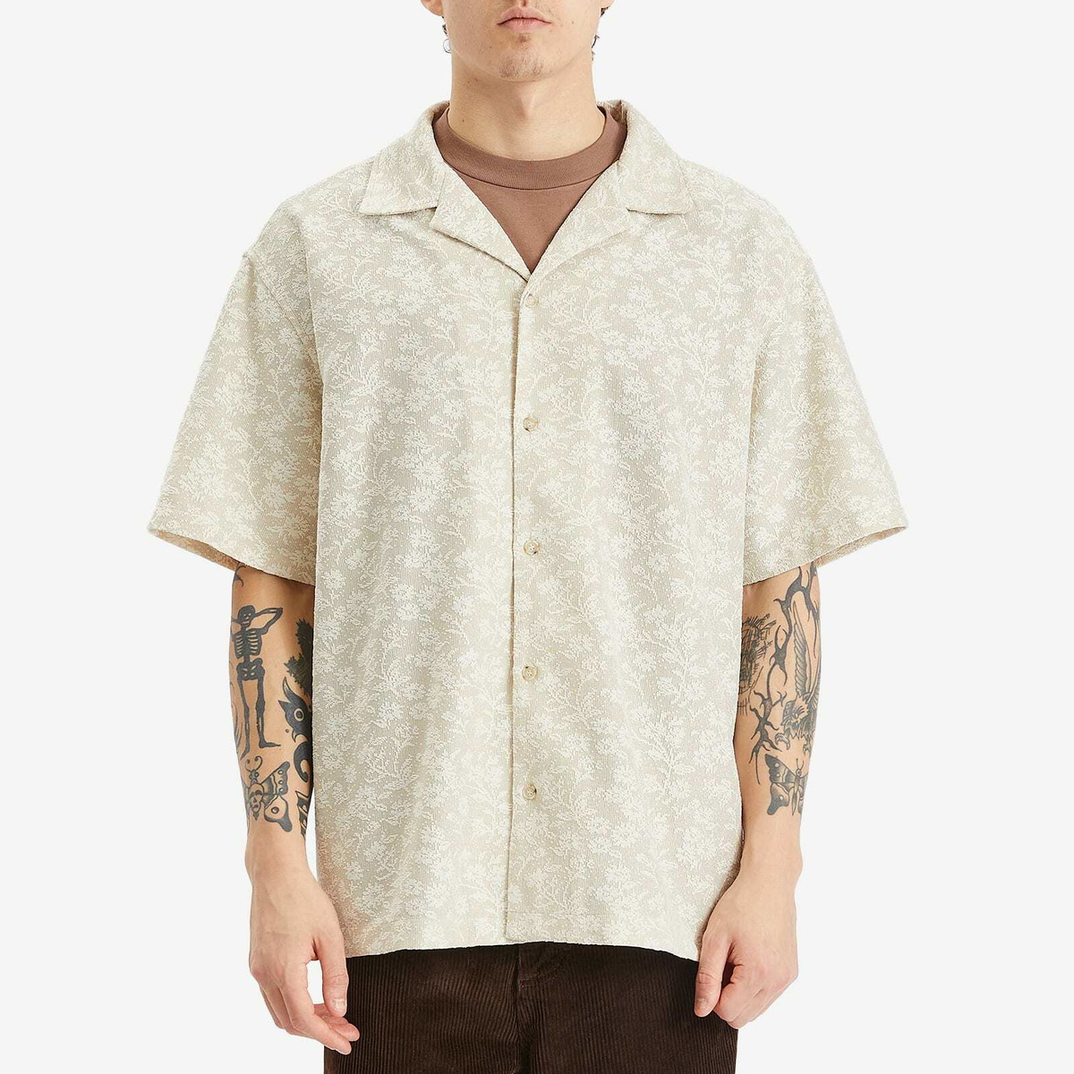 Merely Made Men's Floral Cut Work Shirt in Pearl Ivory Merely Made