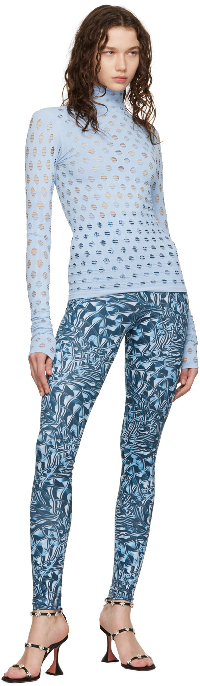 Maisie Wilen SSENSE Exclusive Blue Perforated Turtleneck Maisie Wilen