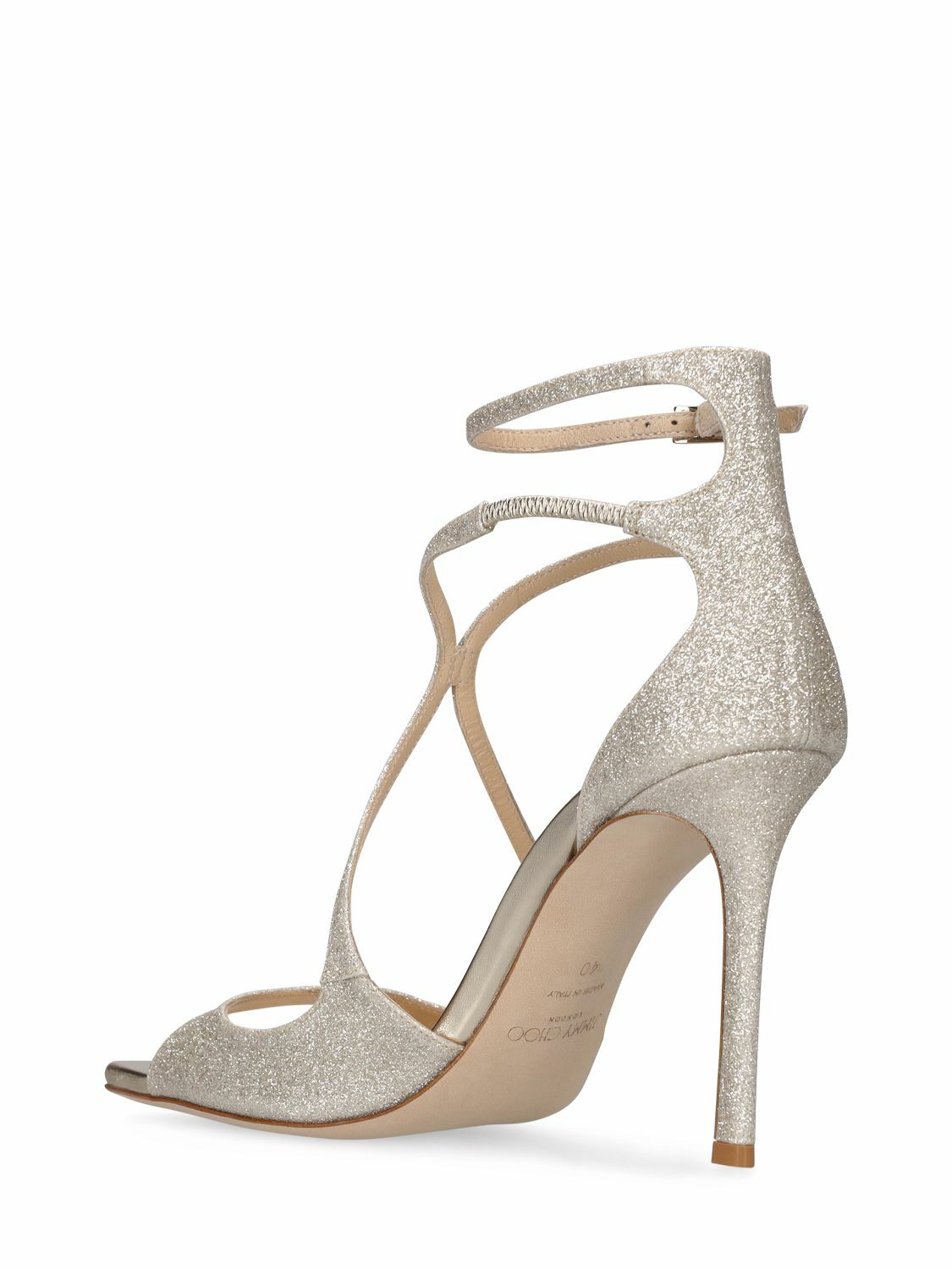 JIMMY CHOO - 95mm Azia Glittered Sandals Jimmy Choo