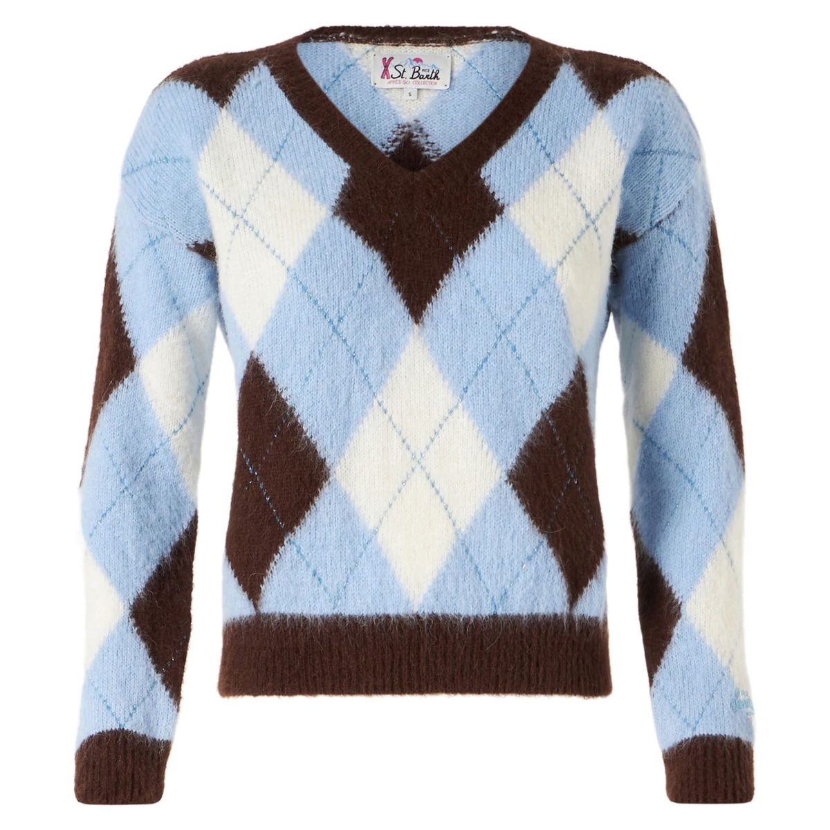 MC2 Saint Barth Woman Cropped Sweater With Argyle Pattern MC2 Saint Barth